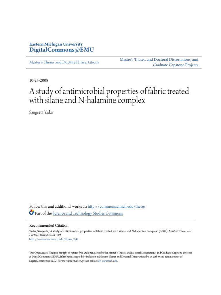 A Study of Antimicrobial Properties of Fabric Treated With Silane and N ...
