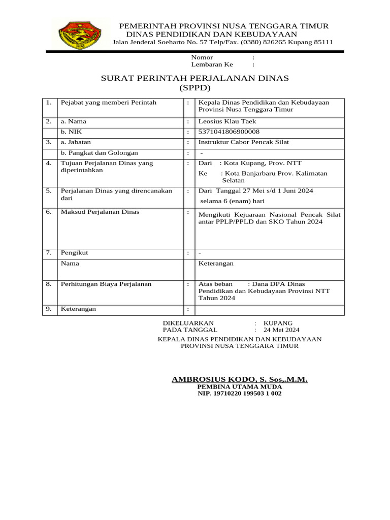 SPPD Halaman Depan Fix | PDF