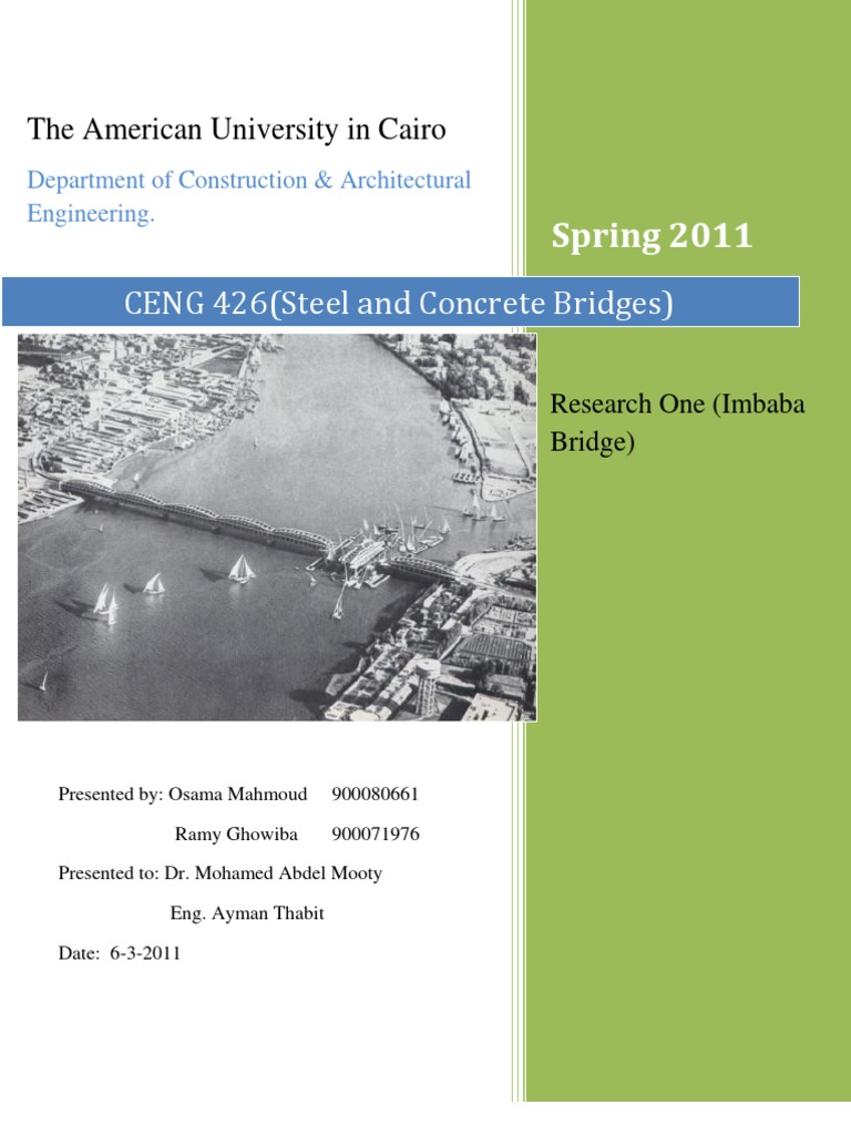 Imbaba Bridge Report | PDF | Truss | Bridge