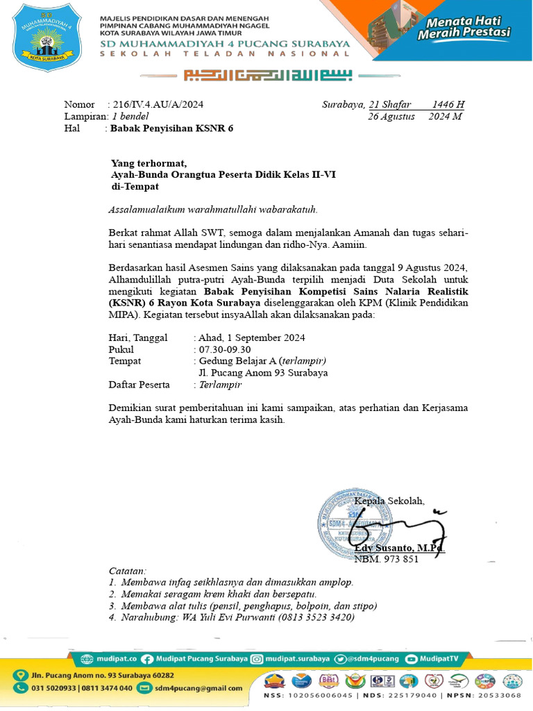 Surat Pemberitahuan KSNR 6 New | PDF