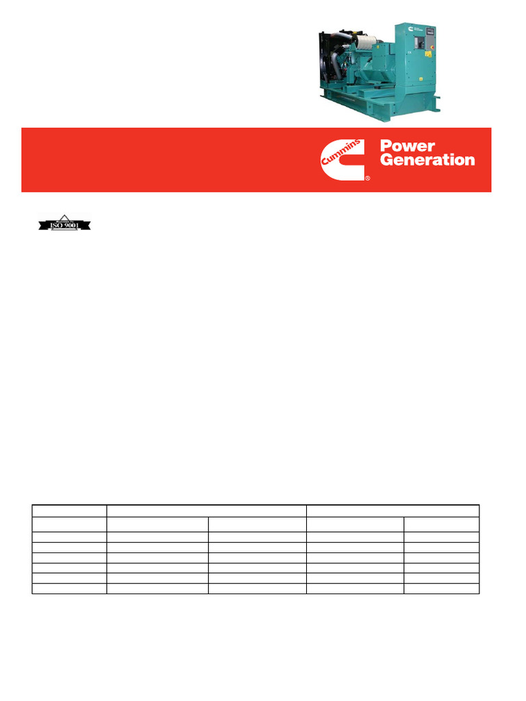 Cummins C275D5 Specification Sheet | PDF