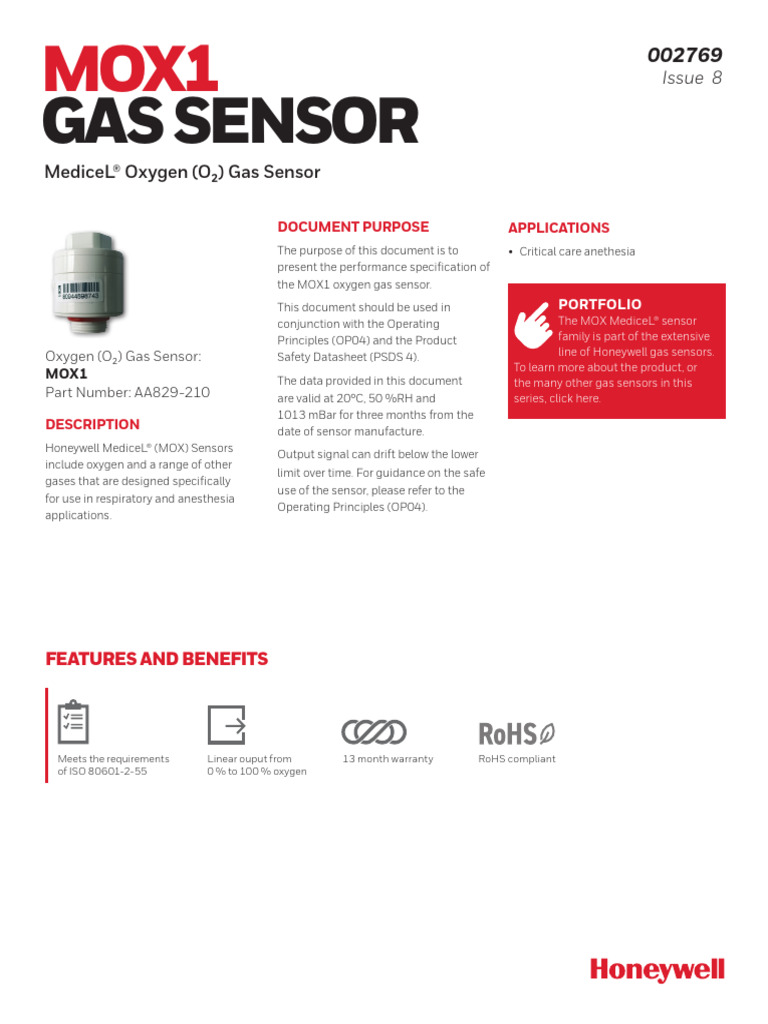 Sps Siot Citytech Mox1 Sensor Datasheet | PDF
