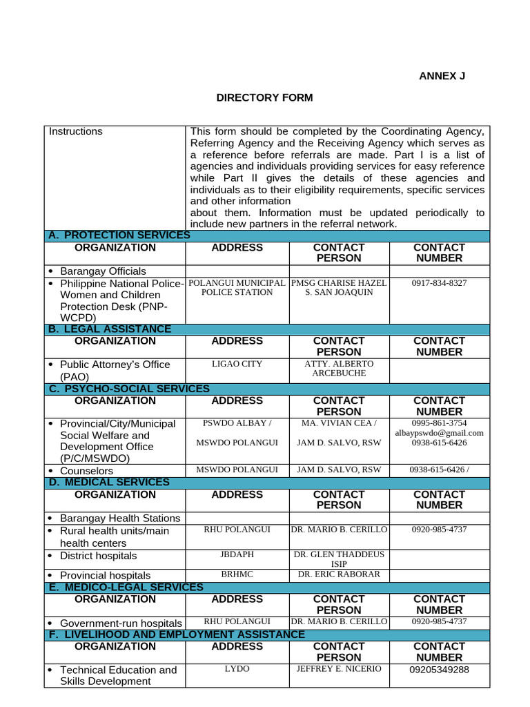 4 1 7 2-Annex-J - Directory-Form | PDF