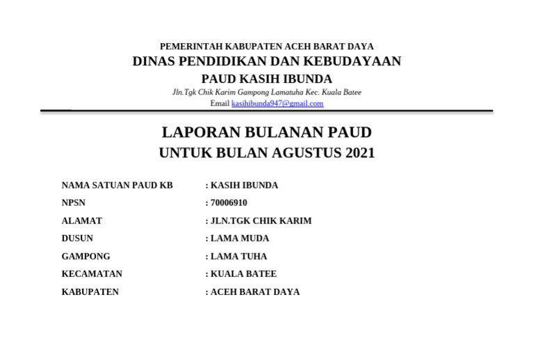 Cover Paud Kasih Ibunda | PDF