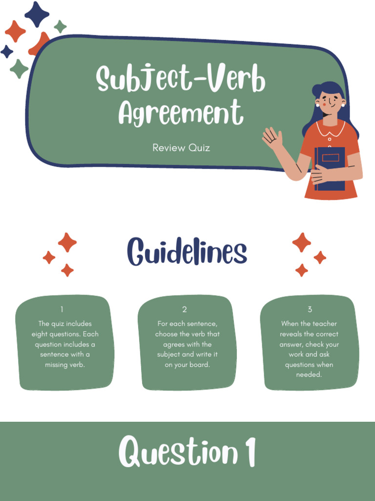 Subject Verb Agreement Sentence Review Quiz | PDF