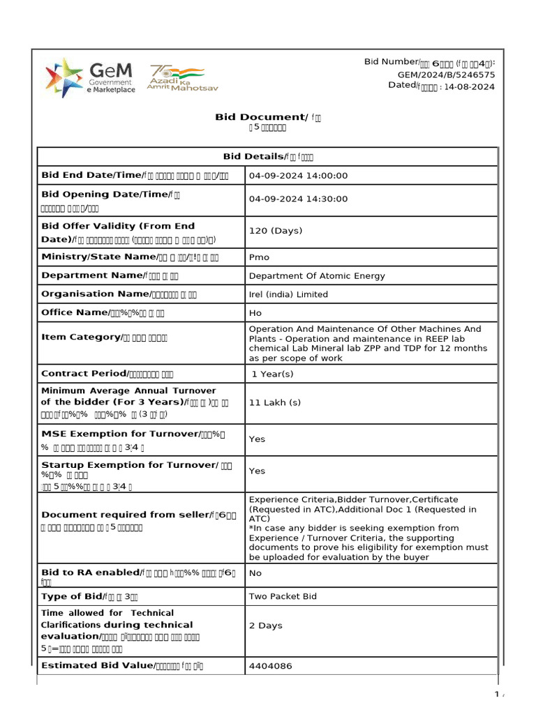 GeM-Bidding Pubilsh | PDF