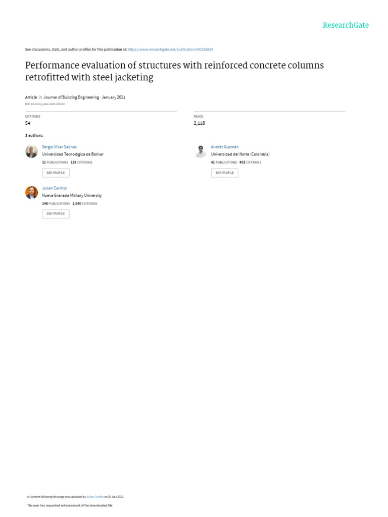 Structures RC Columns Retrofitted Steel Jacketing | PDF