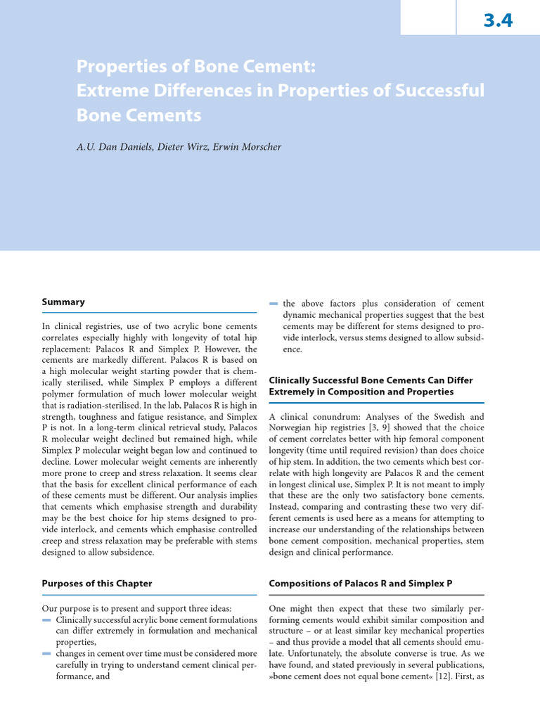 Properties of Bone Cement: Extreme Differences in Properties of ...