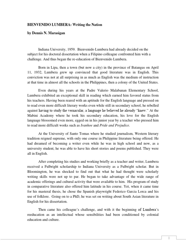 Bienvenido Lumbera Writing The Nation | PDF
