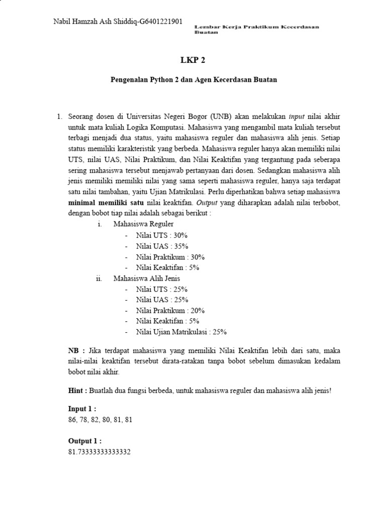 LKP 2 AI - Pengenalan Python 2 Dan Agen | PDF
