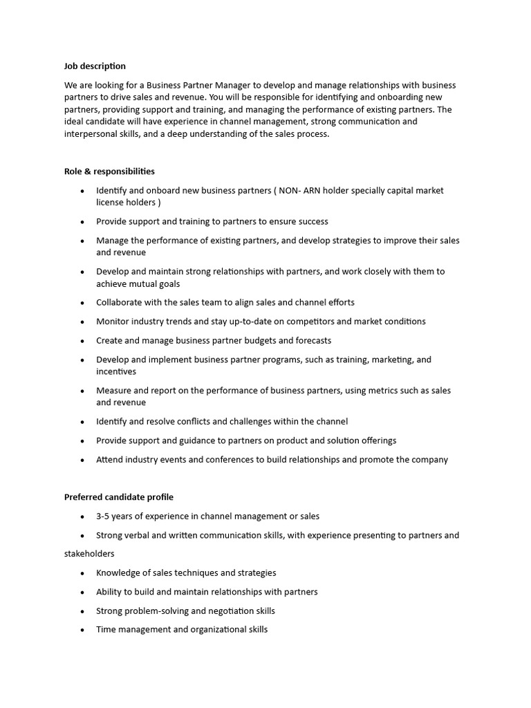 JD - Business partnership Manager | PDF