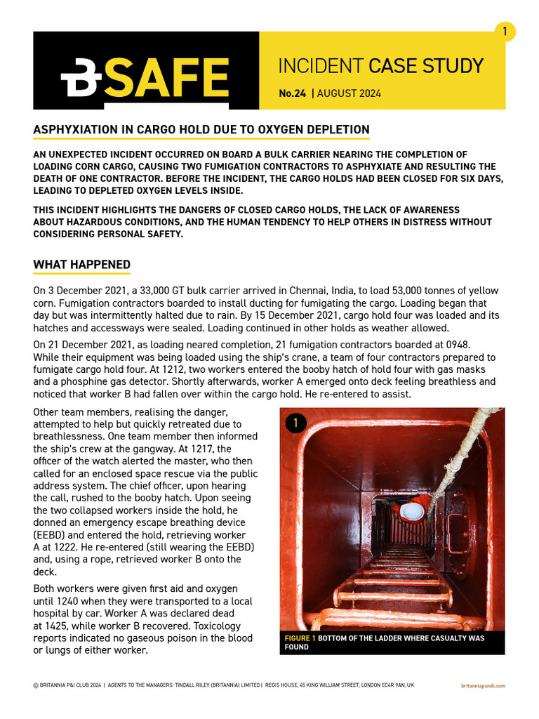 BSafe Case Study No. 24 Asphyxiation in Cargo Hold Due To Oxygen Depletion | PDF