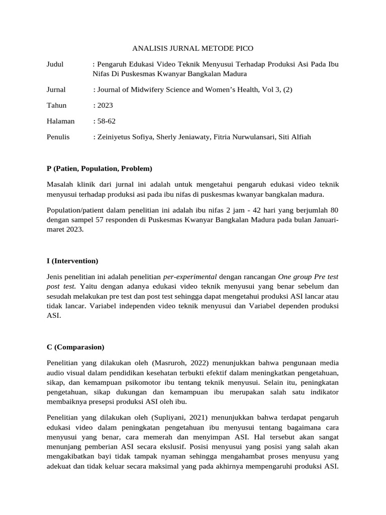 ANALISIS JURNAL METODE PICO | PDF