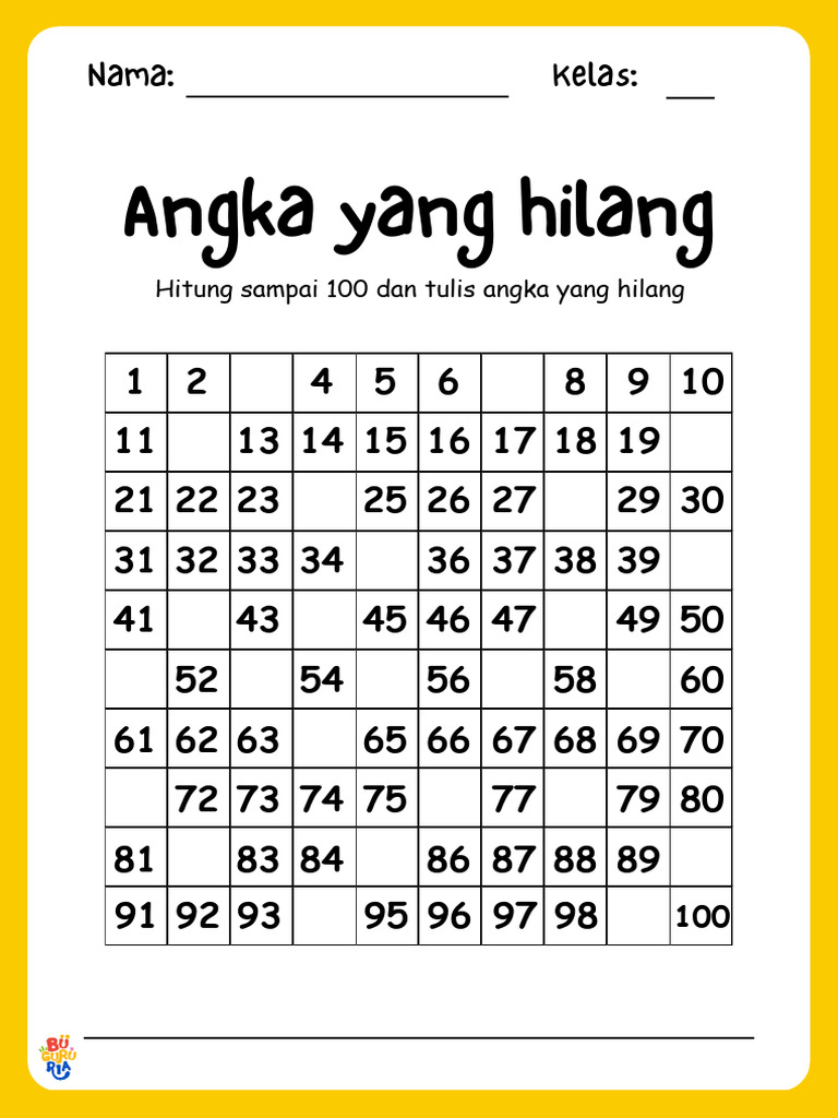 Melengkapi Angka Yang Hilang Hingga 100 | PDF