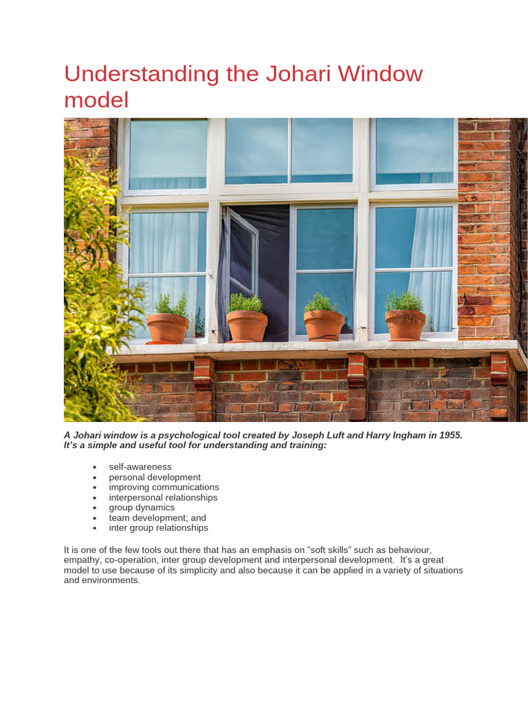 Johari Window Model | PDF | Self Concept | Career & Growth