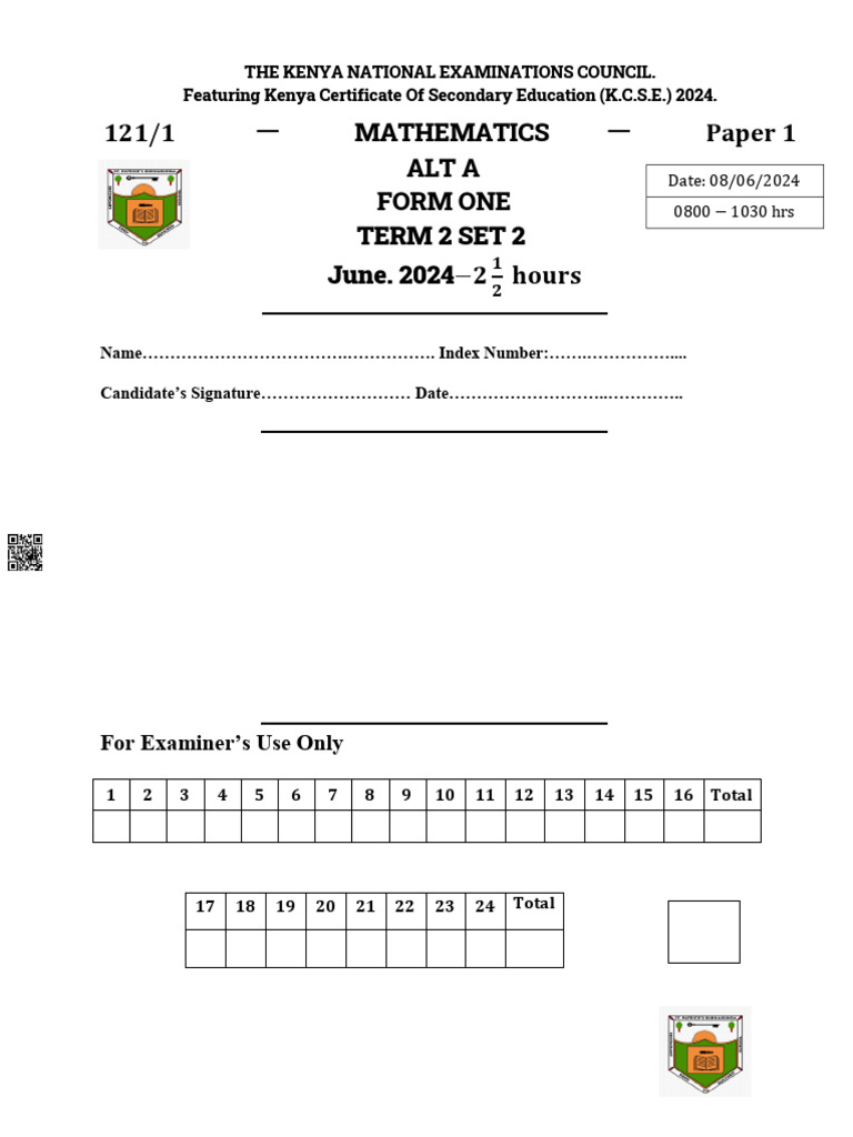 F1-Mat-Pp1-Set 2-T2-2024-QS | PDF | Mathematics