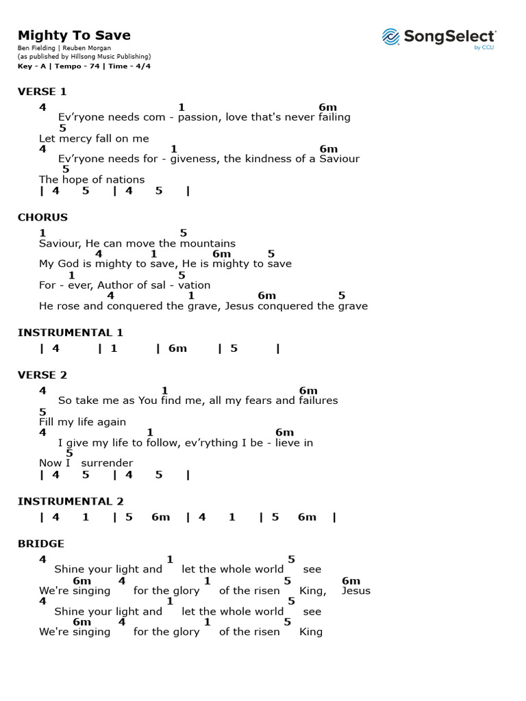 Mighty To Save-chords-A | PDF
