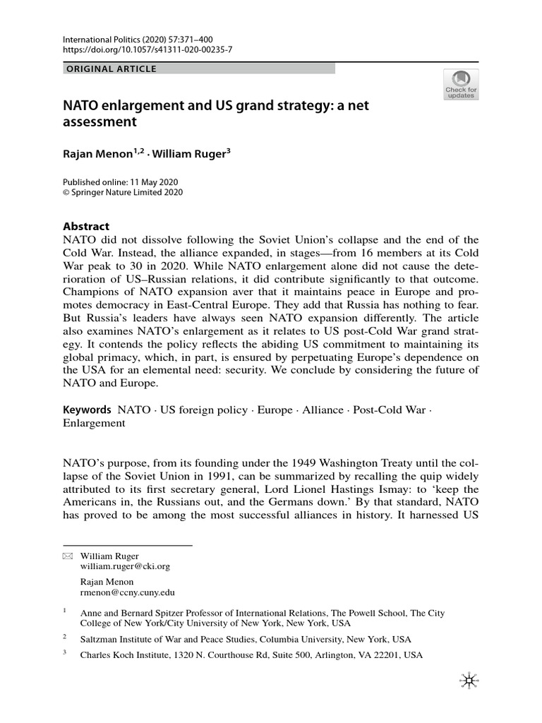 US Grand Strategy and Nato Assessment Paper | PDF