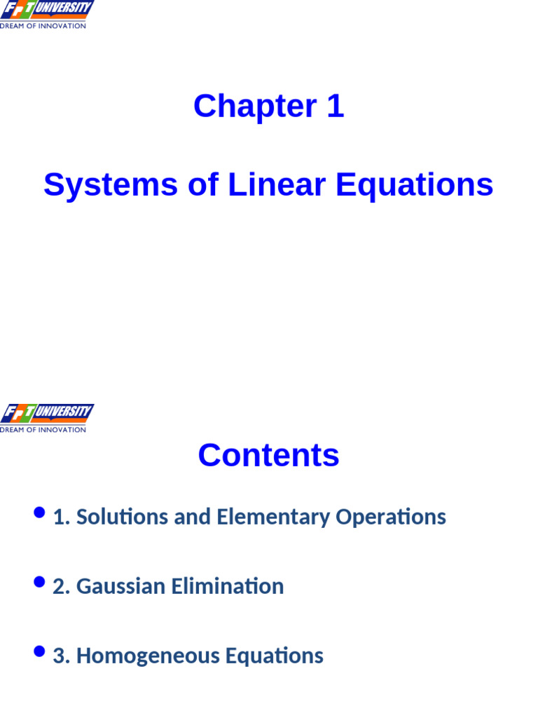 Chapter 1 - Systems of Linear Equations | PDF