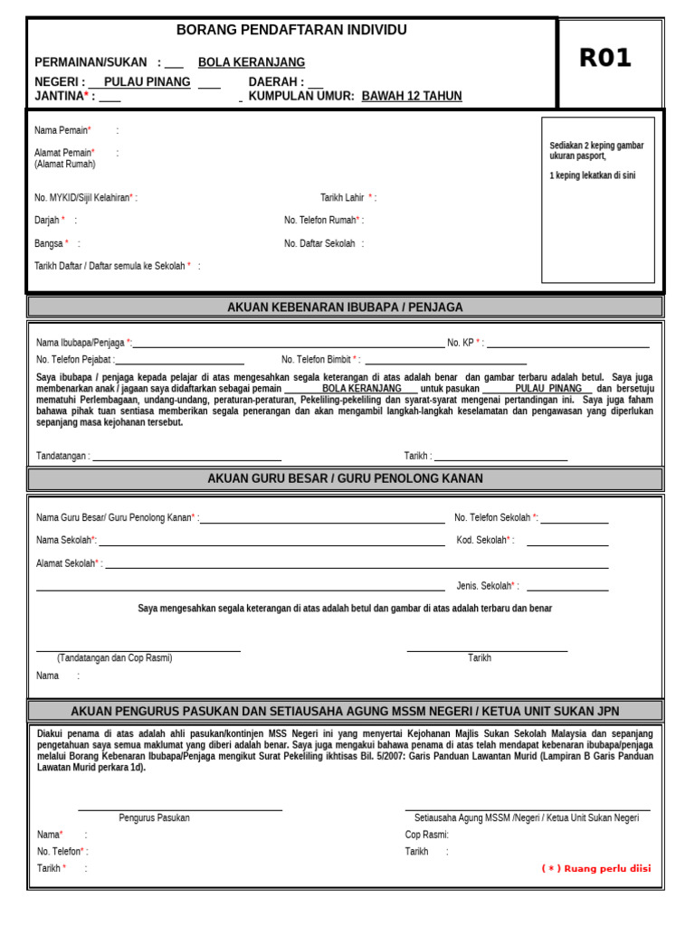 Borang Pendaftaran r01 | PDF