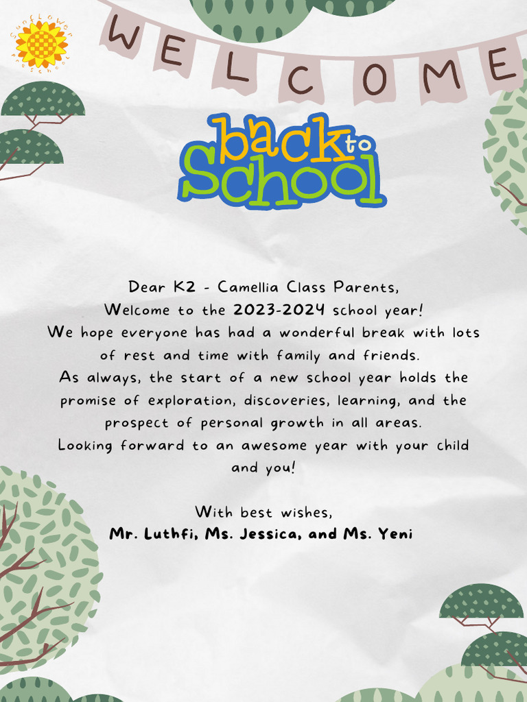 Welcome Back To School K2 | PDF