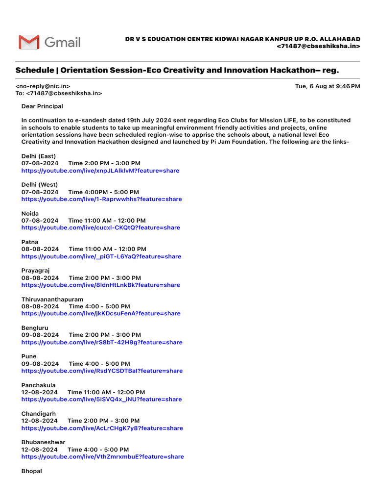 Schedule Orientation Session-Eco Creativity and Innovation Hackathon - Reg. | PDF