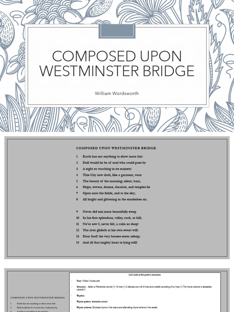 1 Composed Upon Westminster Bridge | PDF