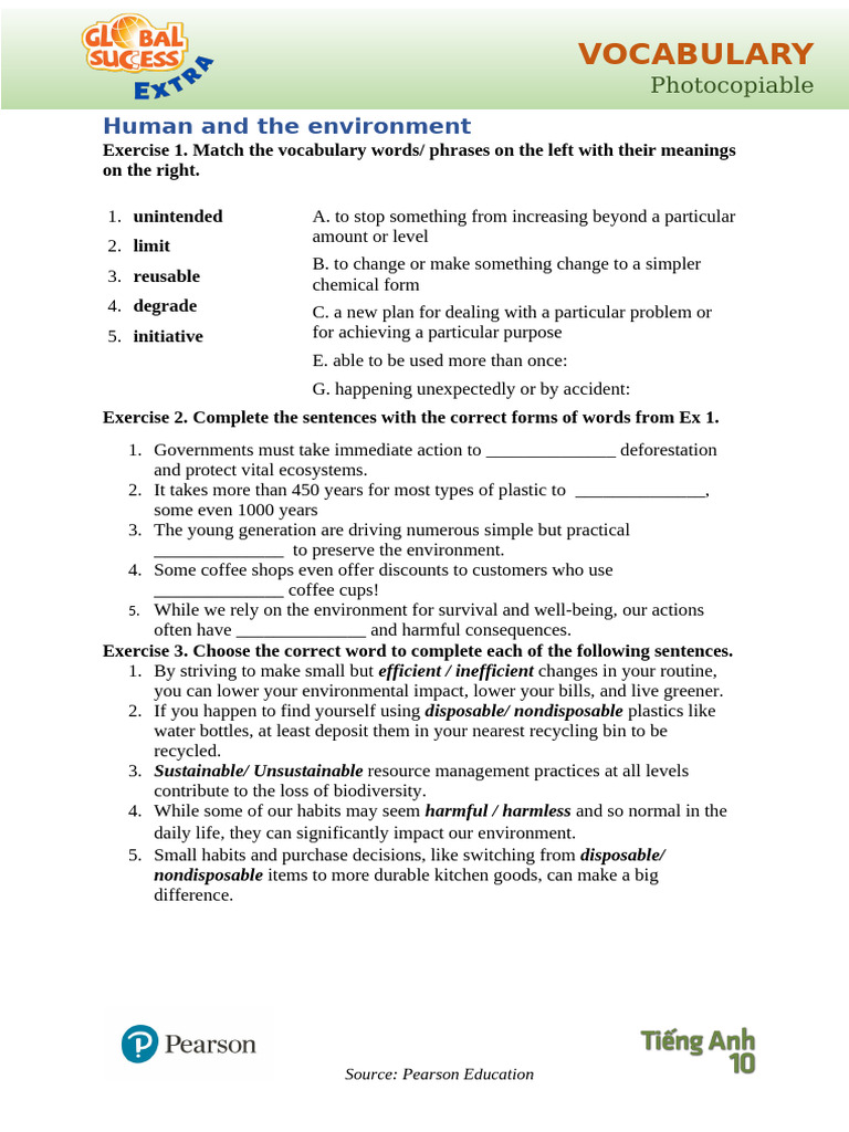 Unit 2 Extra - Vocabulary | PDF | Sustainability | Recycling