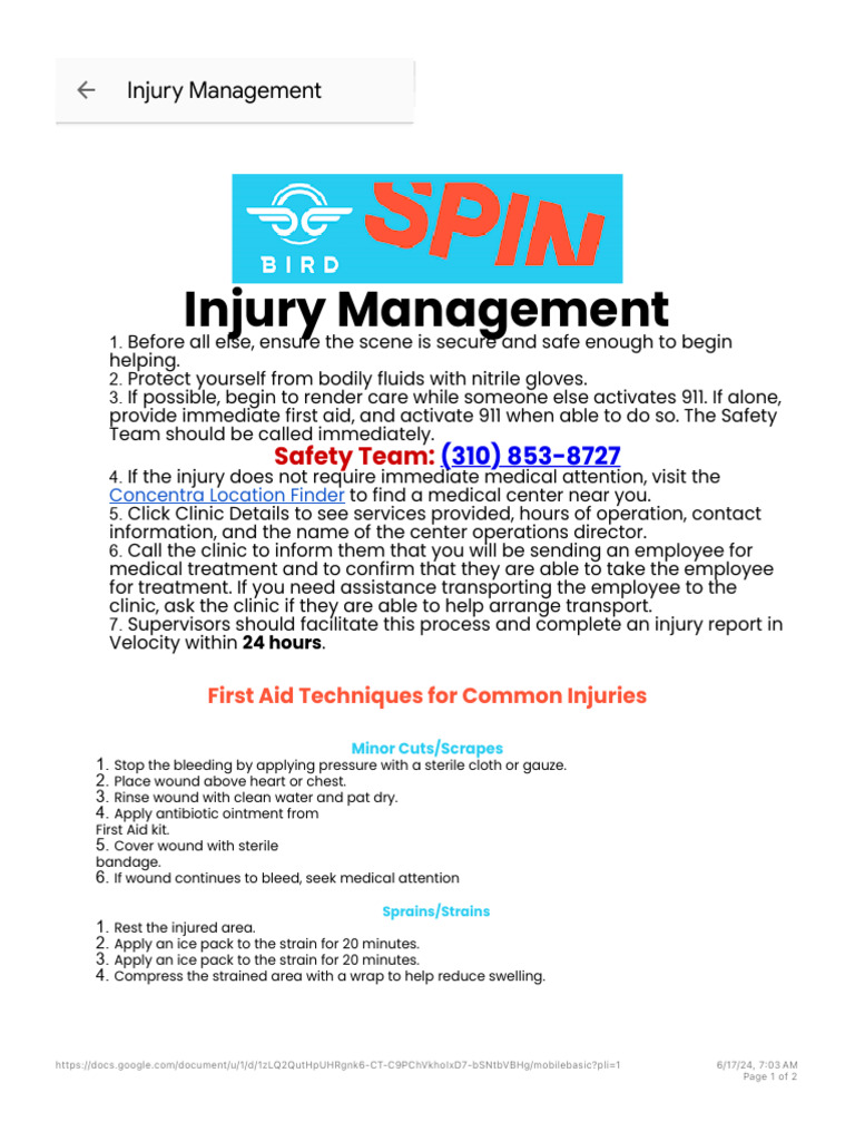Injury Management | PDF