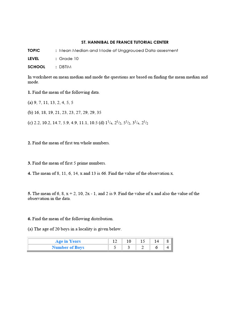 Activity 16.2 - Measures of Central Tendency Assessment | PDF