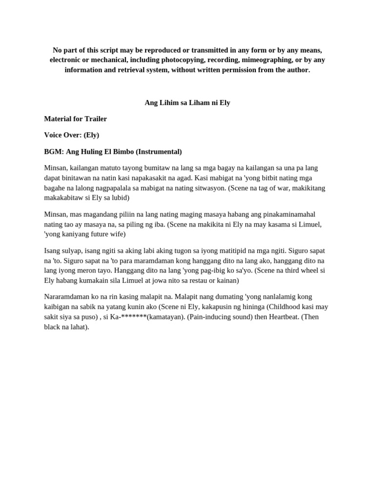 Ang-Lihim-sa-Liham-ni-Ely-Final-Script | PDF