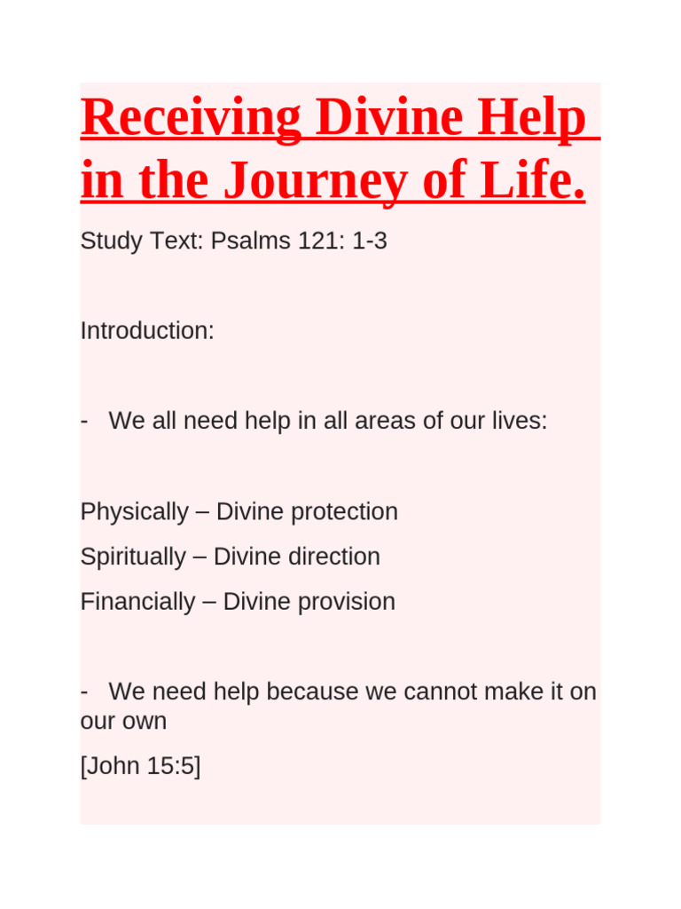 Receiving Divine Help in The Journey of Life | PDF