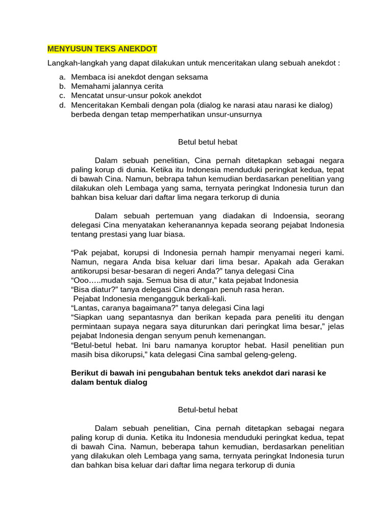 Menyusun Teks Anekdot | PDF
