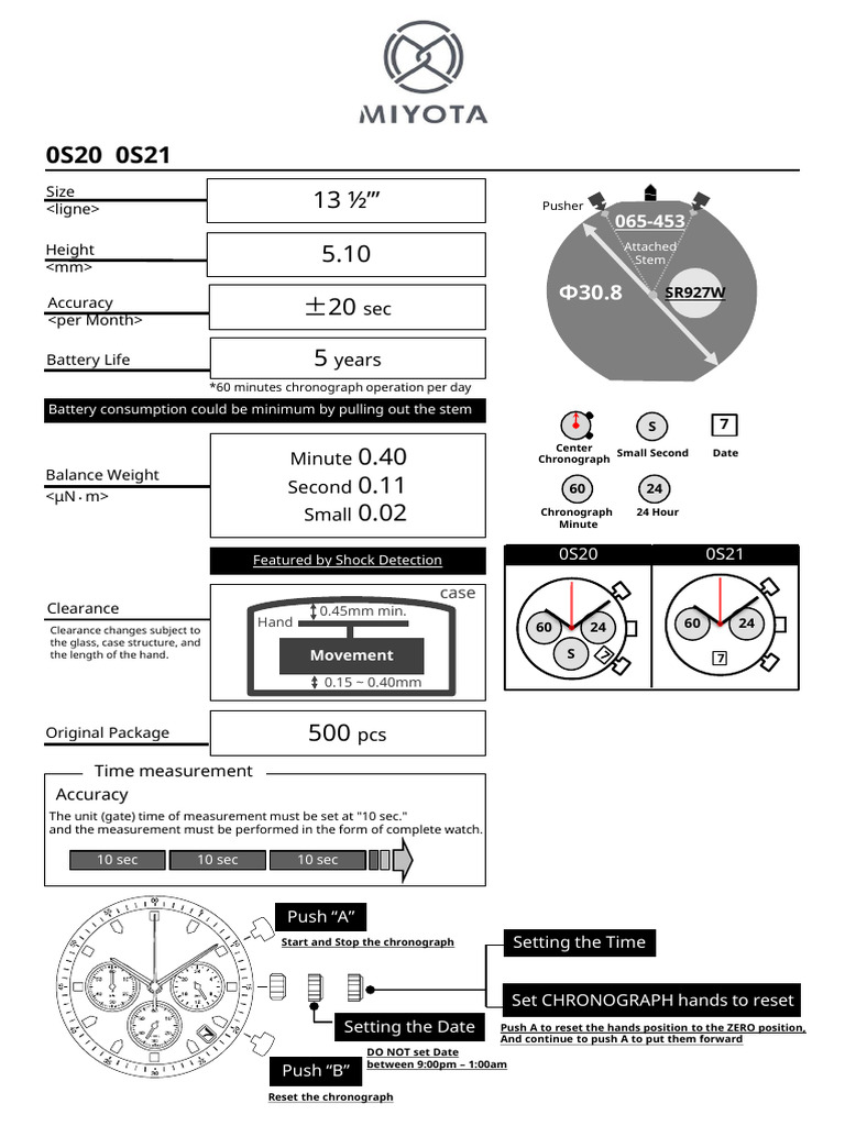 Miyota Os20 Spec Sheet | PDF
