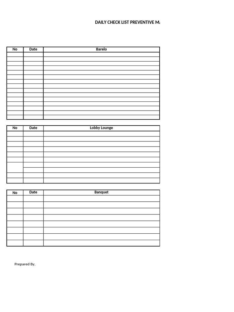 Daily Check List Staff | PDF