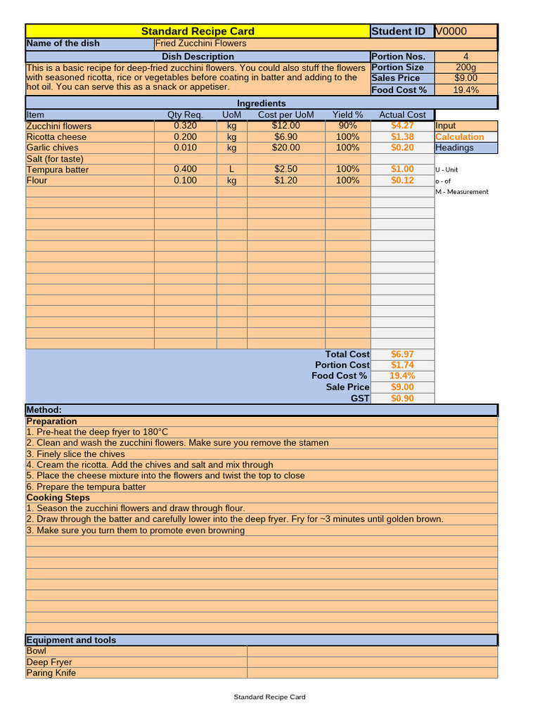 7a. Standard Recipe Card (Appendix 9) | PDF