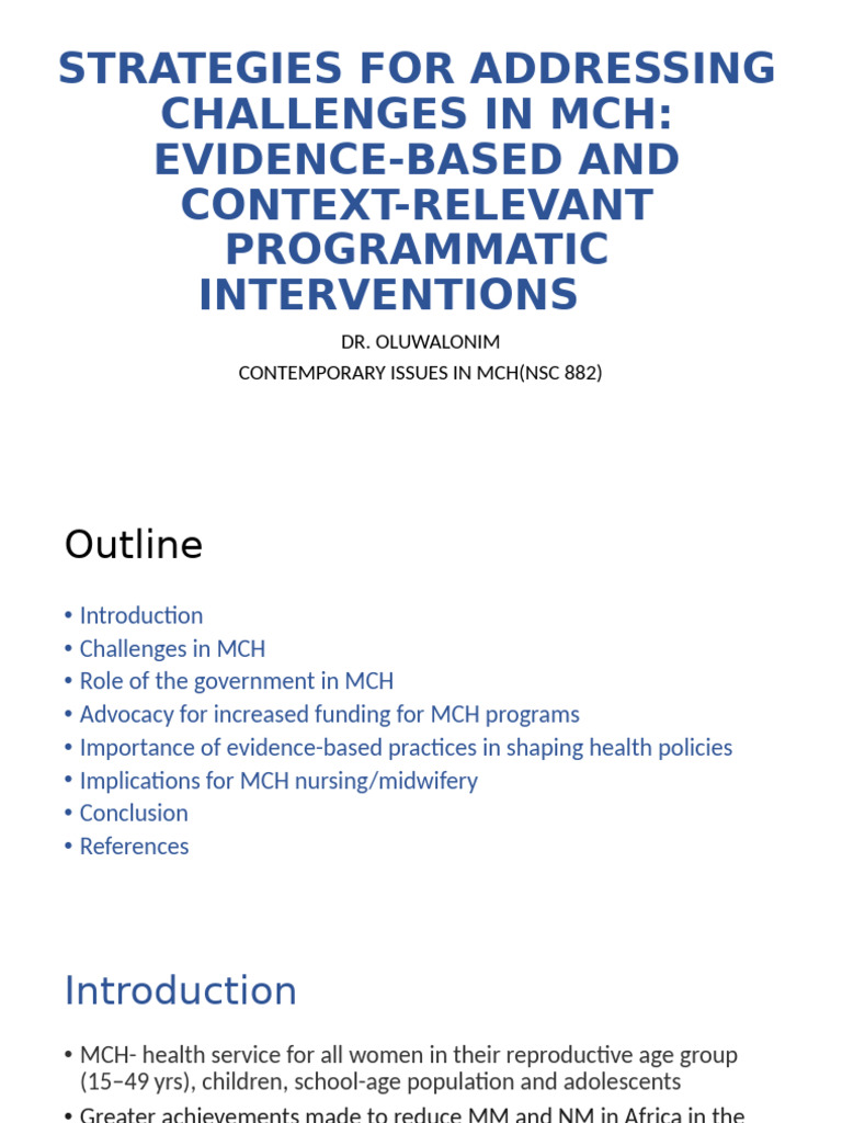 Strategies For Addressing Challenges in Maternal and Child Health | PDF | Maternal Health ...