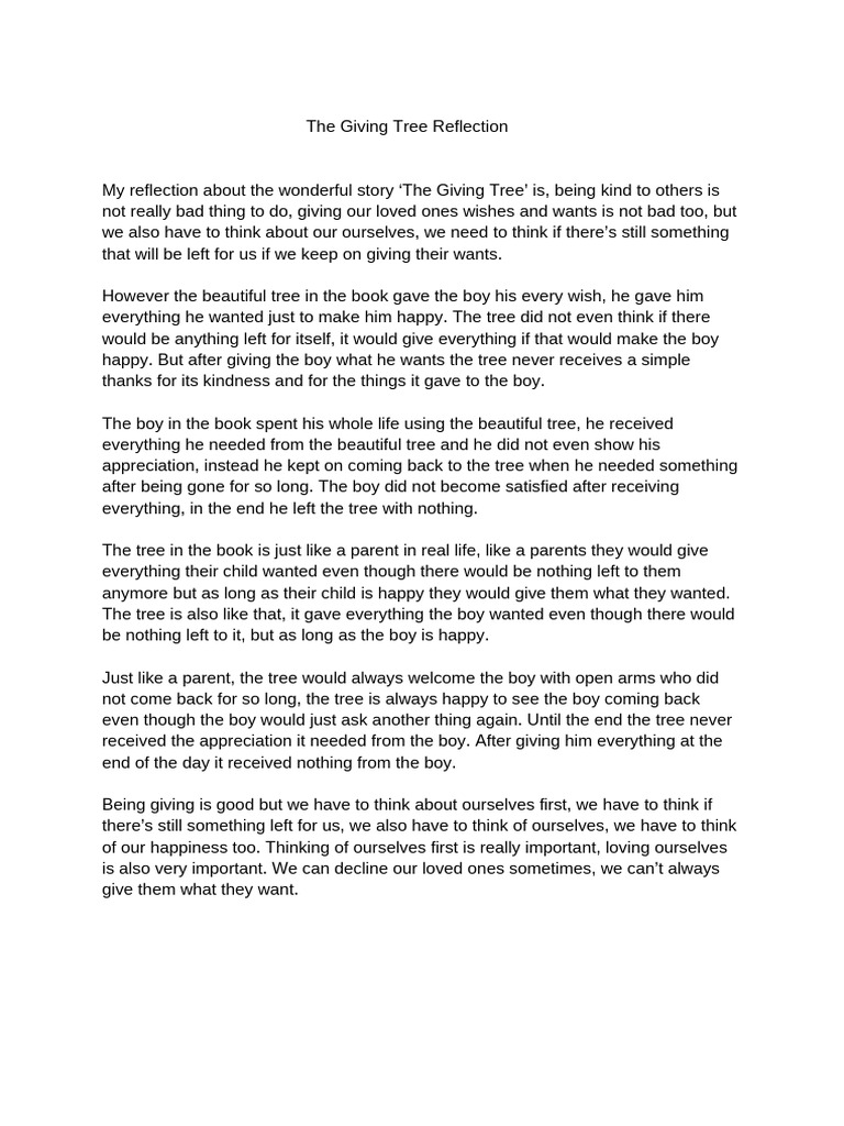 Giving Tree Reflection | PDF