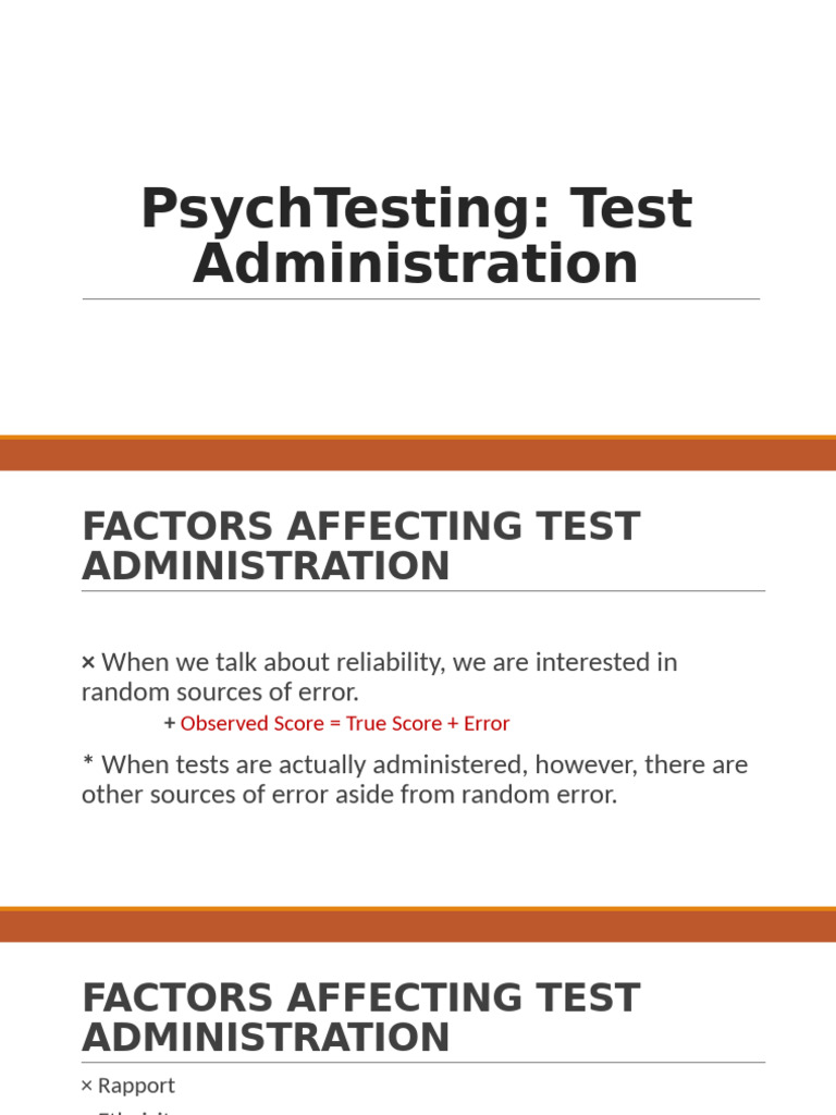 PsychTesting Test Administration | PDF