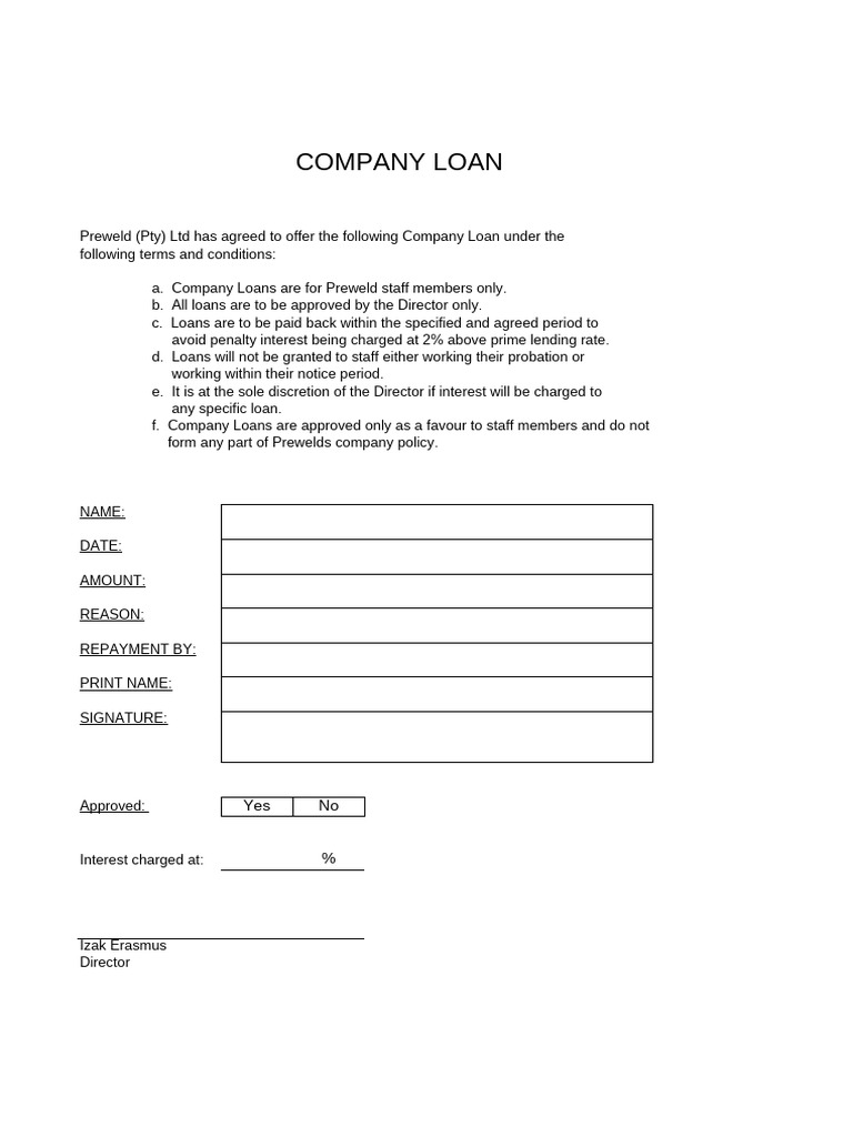 Company Loans Form | PDF