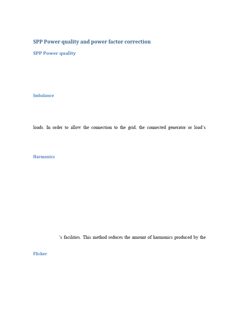 SPP Power Quality and Power Factor Correction | PDF
