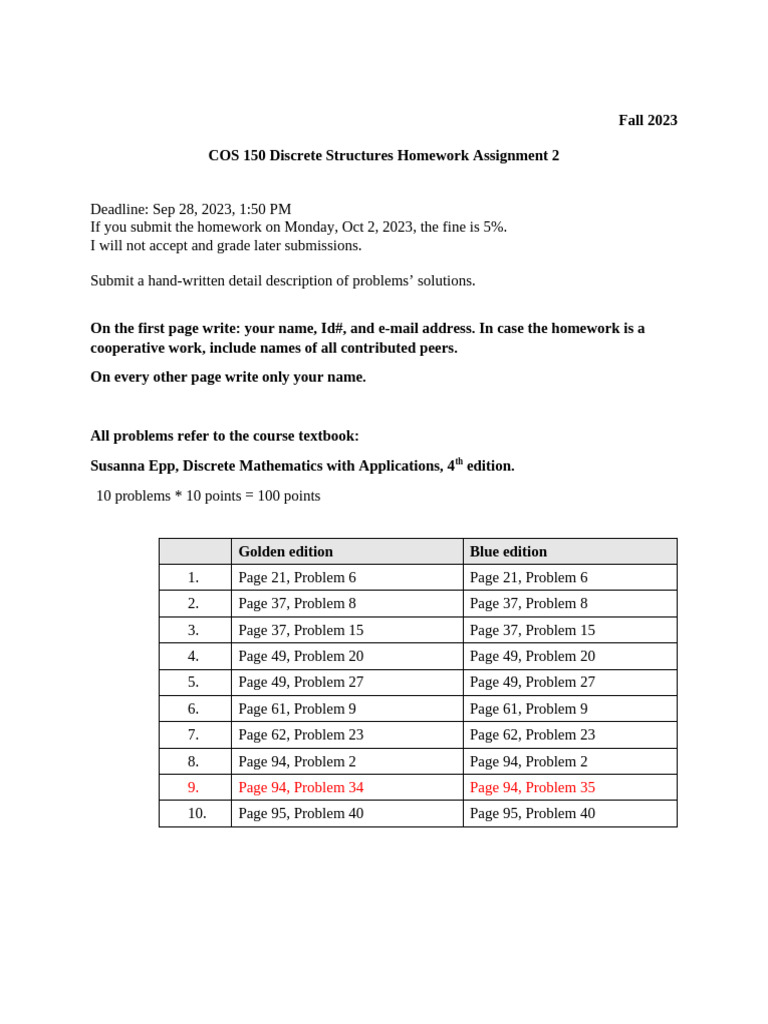 COS 150 - HW2 - F2023 - Logic - 1 | PDF