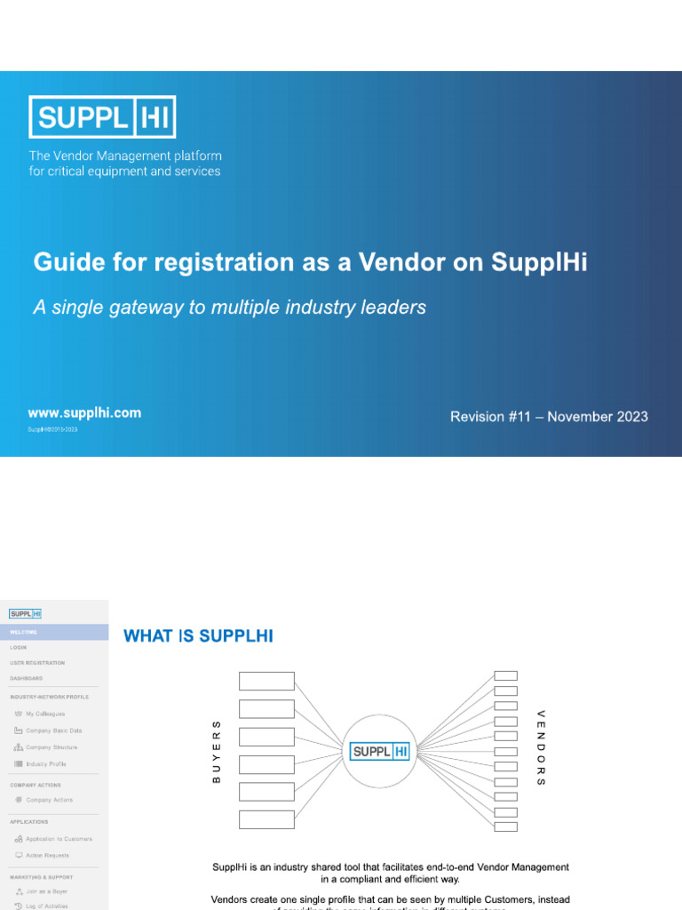 Guide For Registration As A Vendor On SupplHi | PDF