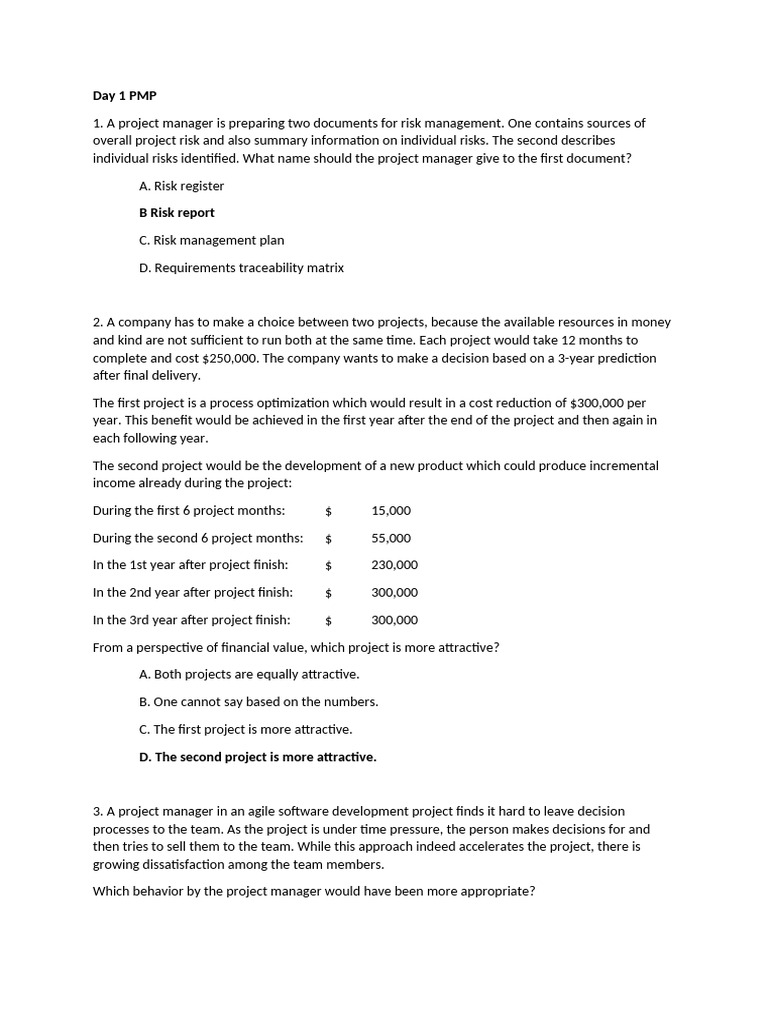 Daily Test PMP Day 1 | PDF