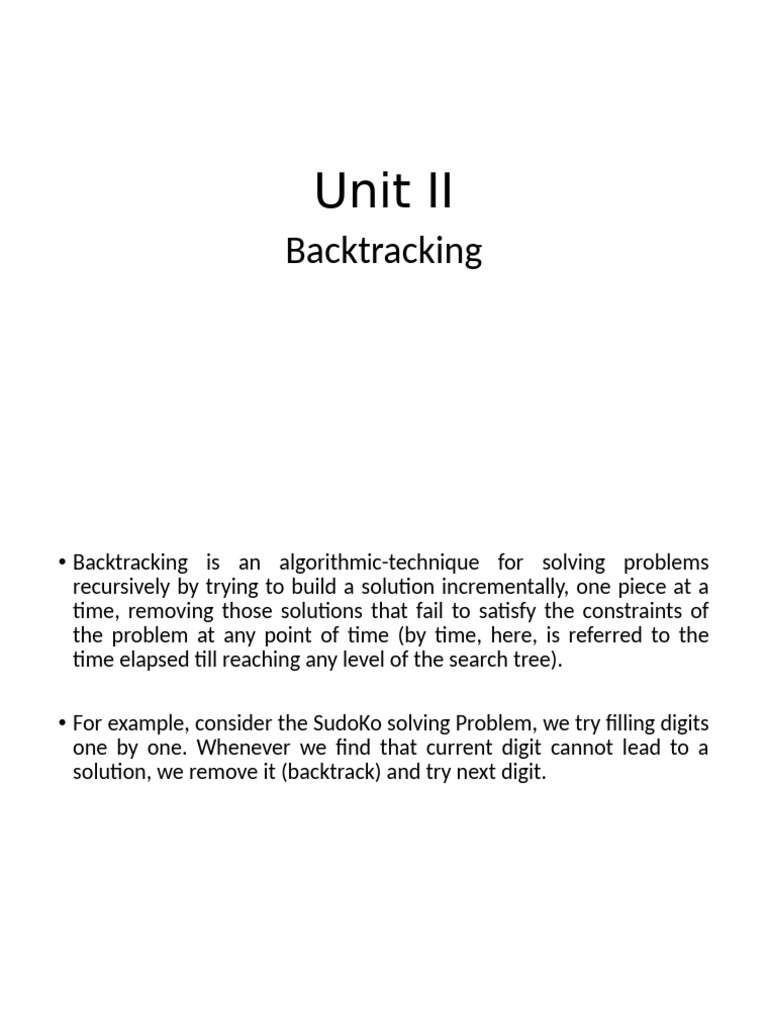 Unit 2 Backtracking | PDF
