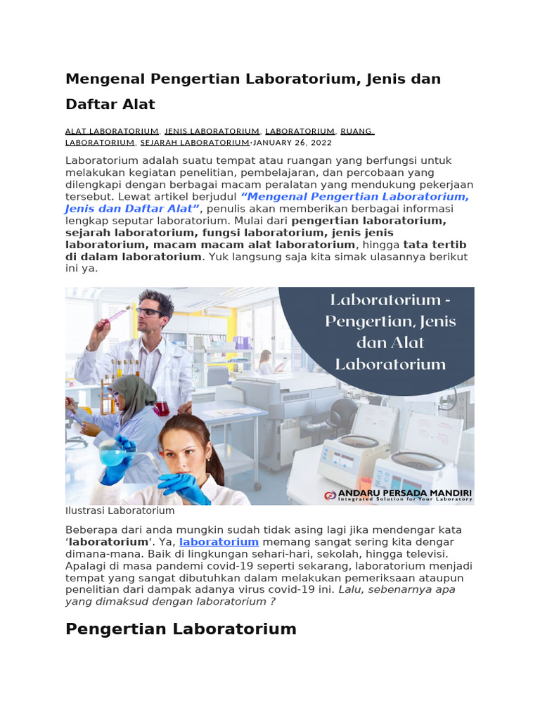 Mengenal Pengertian Laboratorium | PDF