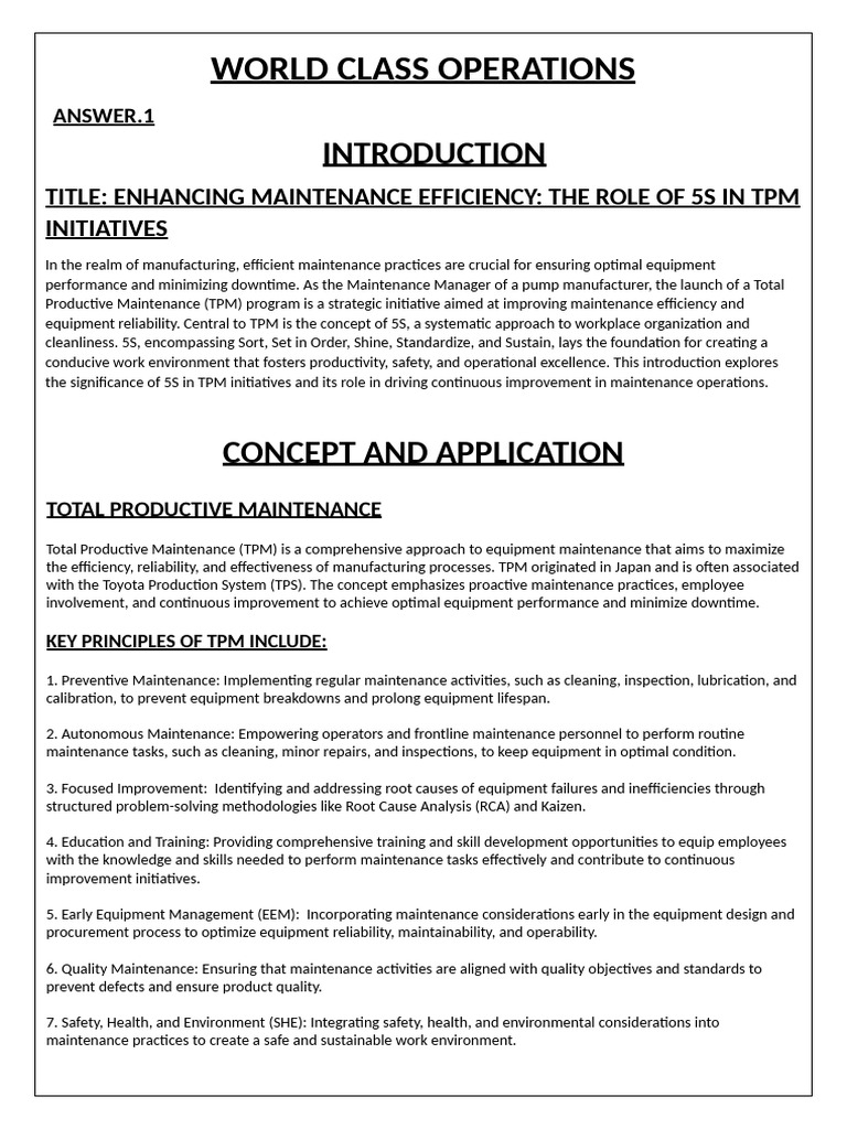 World Class Operations | PDF