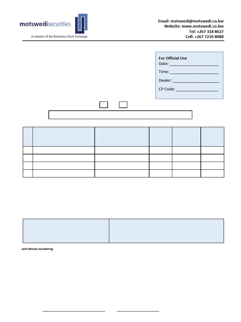 Sell Order Form | PDF
