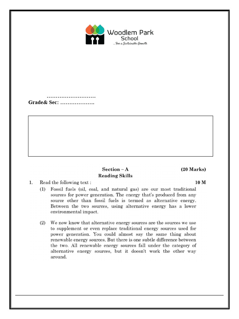Grade 9 Model QP 3 | PDF