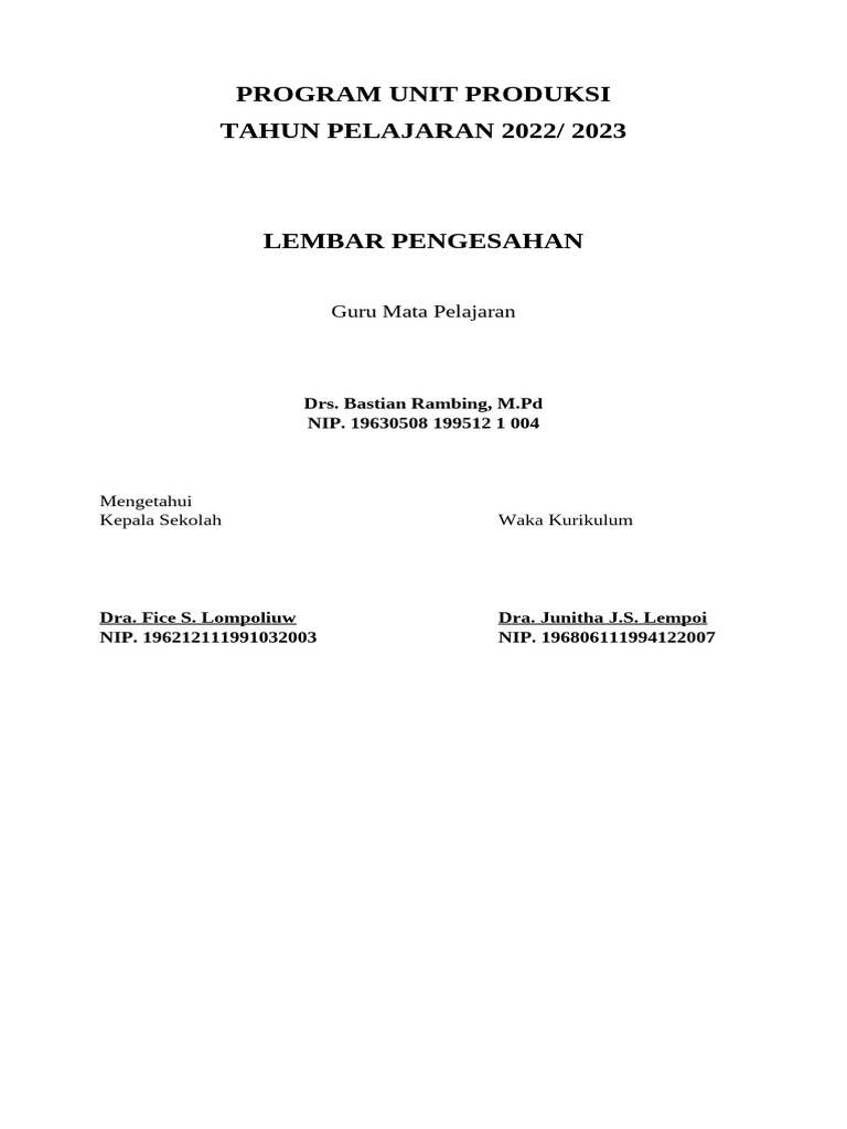 Program Unit Produksi | PDF